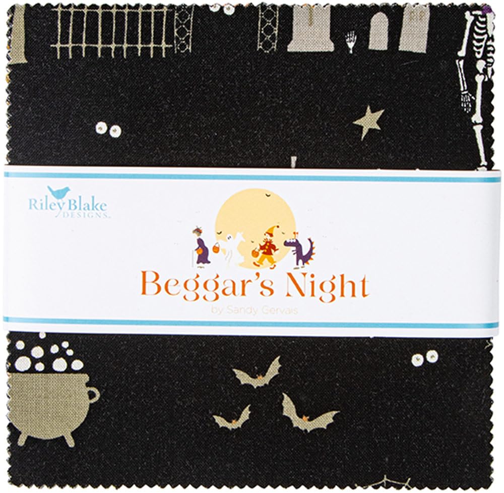 Sandy Gervais Beggar's Night 5"" Stacker 42 5-inch Squares Charm Pack Riley Blake Designs 5-14500-42, Assorted