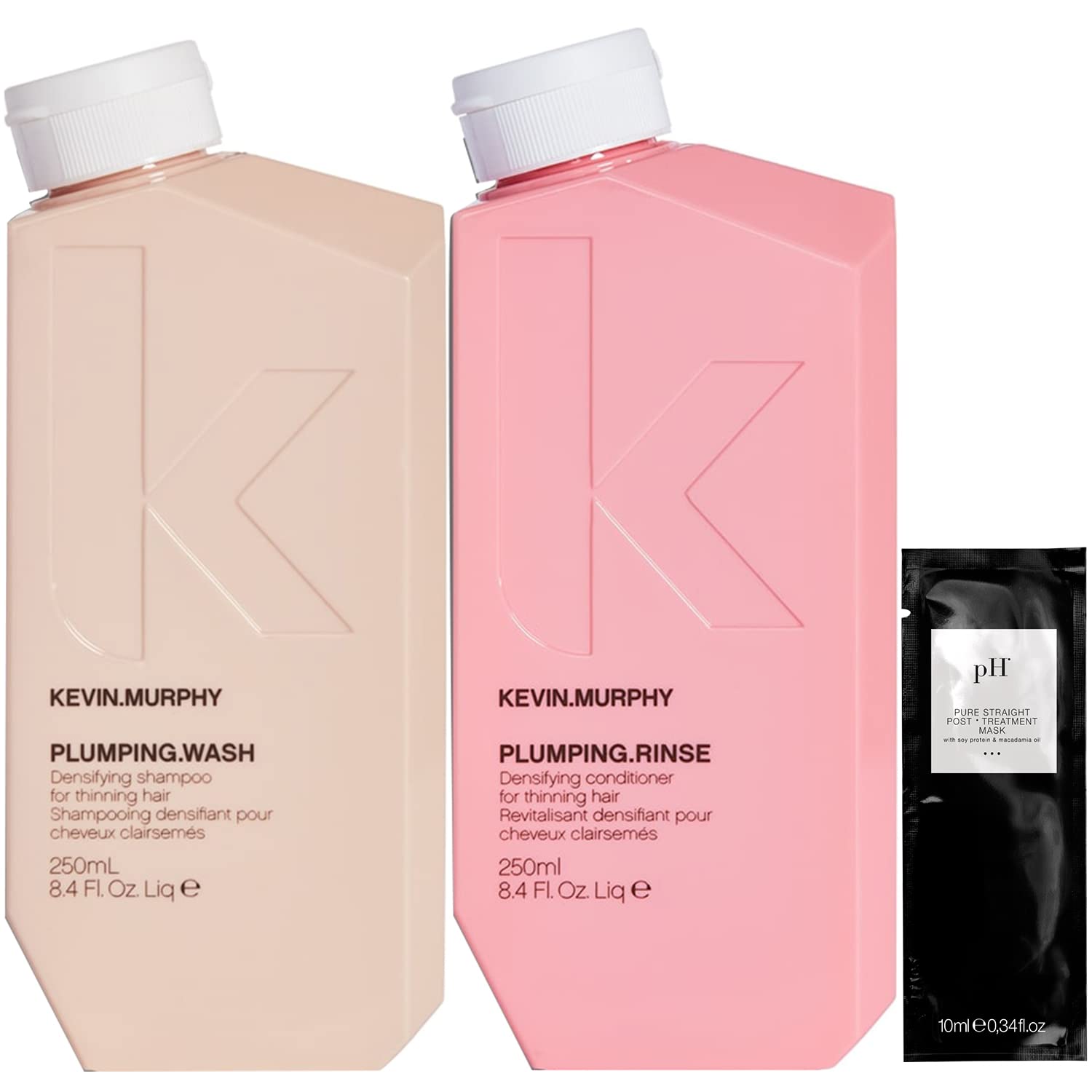 KEVIN MURPHY Plumping Wash and Rinse 8.4 Fl Oz with pH Labs Pure Straight Post-Treatment Shampoo 10 ml (M0-NF9A-YNLY), 1.0 Count