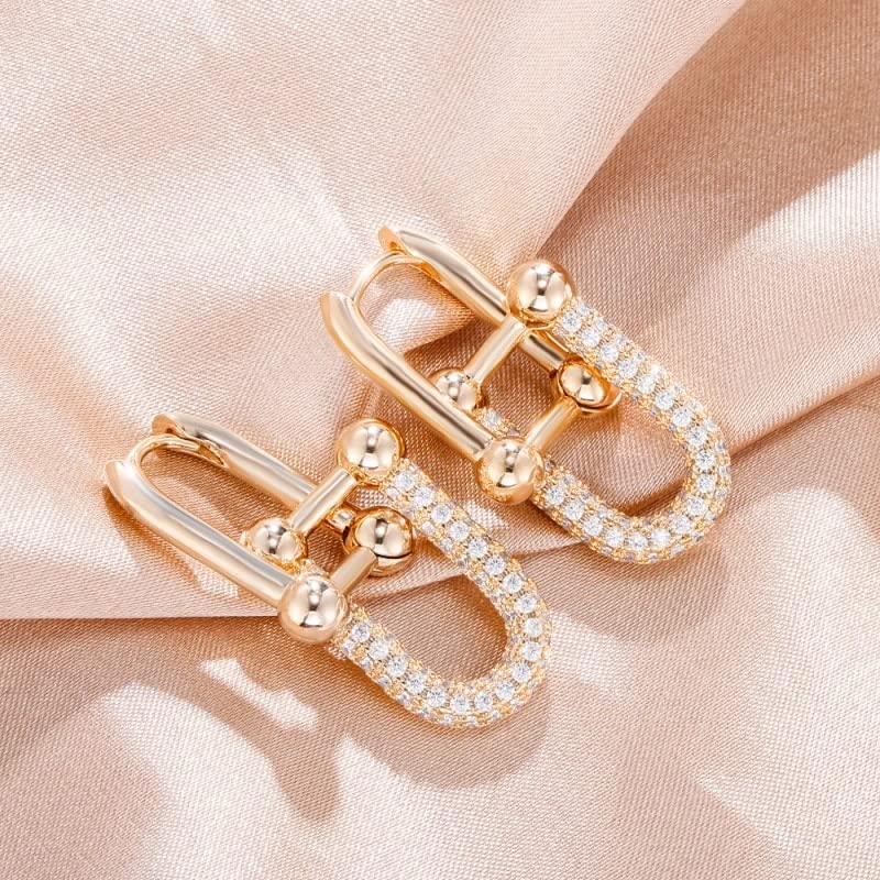 Gold Silver Plated U-Shape Earrings for Women Luxury Creative Zircon Drop Earrings Fine Jewelry Prevent