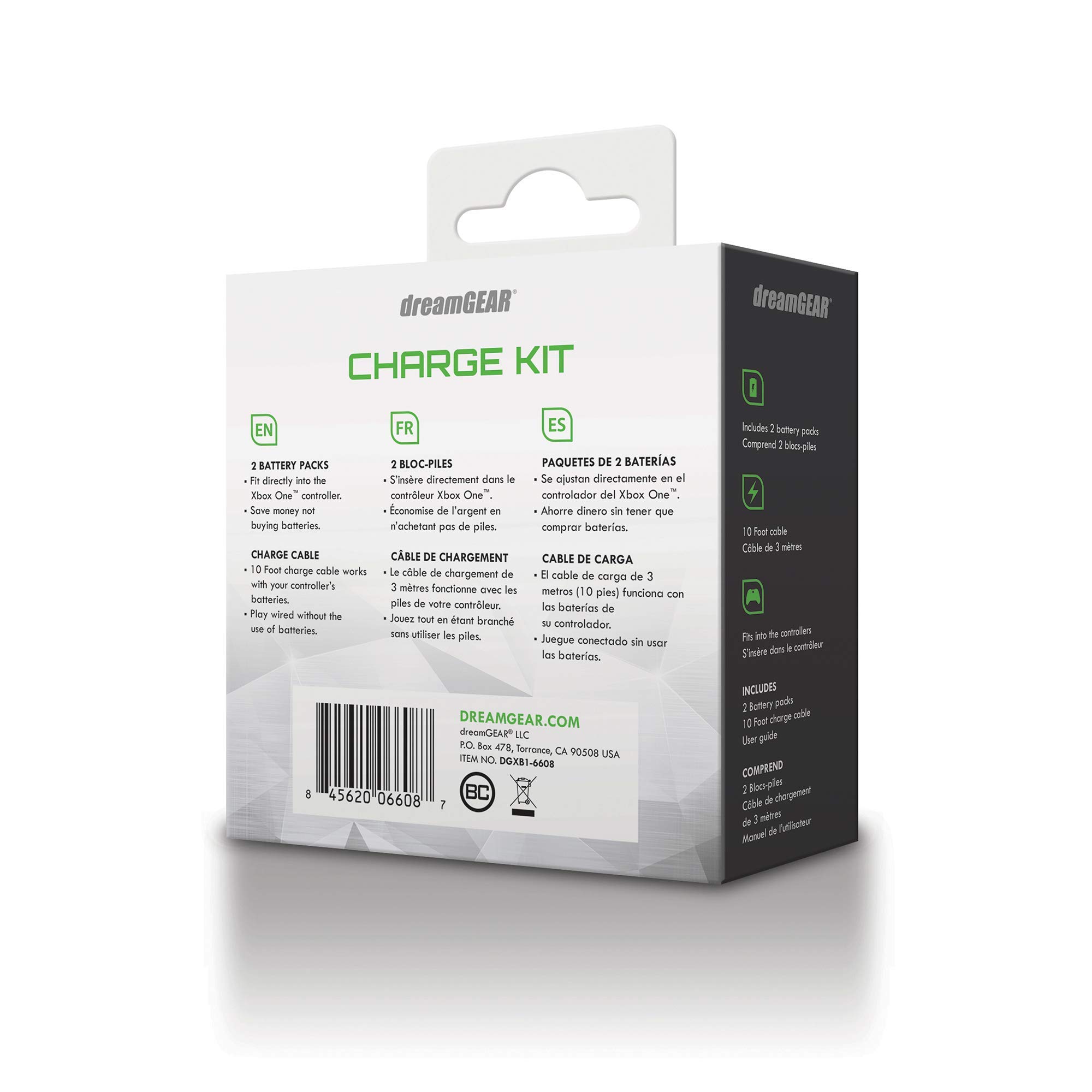 dreamGEAR Xbox One Charge Kit. Includes Charge Cable & 2 Rechargeable Batteries