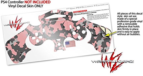 WraptorSkinz Skin Compatible with Sony PS4 Dualshock Controller PlayStation 4 Original Slim and Pro WraptorCamo Old School Camouflage Camo Pink (Controller NOT Included)