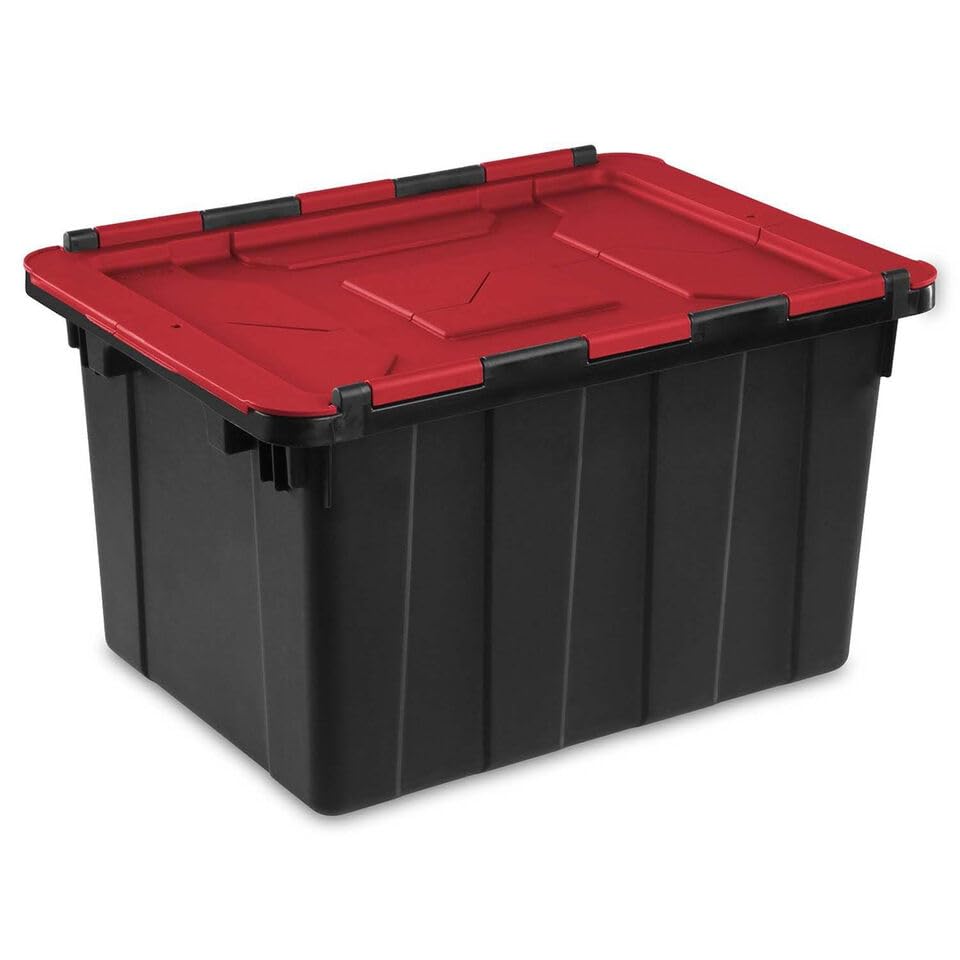 ODEENE For Sterilite 12 Gallon Hinged Lid Industrial Tote, Stackable Storage Bin, 6 Pack