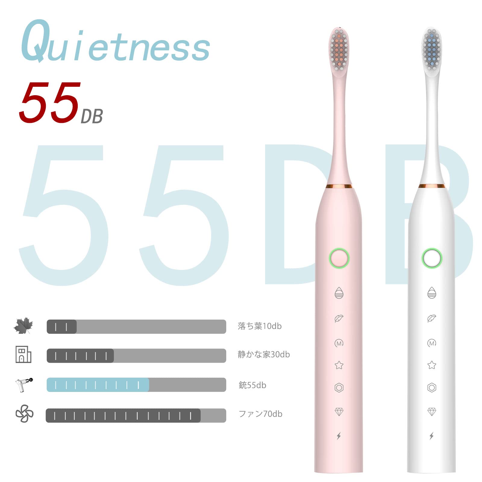 KLiHDSM 2 Pack Electric Toothbrushes Sonic Toothbrush Whitening with 8 Brush Heads, 6 Cleaning Modes and Smart Timer, for Adults Rechargeable Waterproof Cleaning Toothbrushes Black+Pink