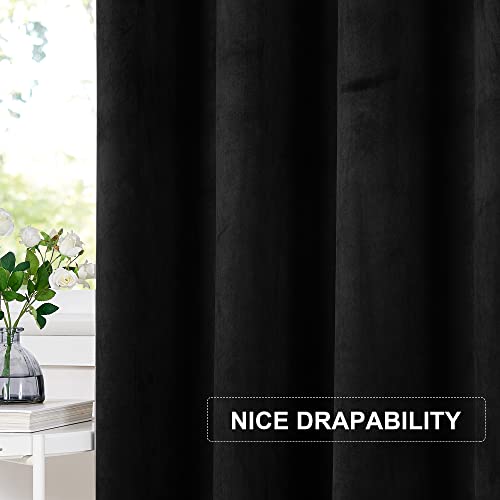 NICETOWN Black Doorway Curtain Panel Room Divider Blackout Velvet Curtains 80 Inch Grommet Drapes Thermal Insulated Energy Efficient Window Treatment for Kitchen, 1 Panel, W42 x L80 Inch