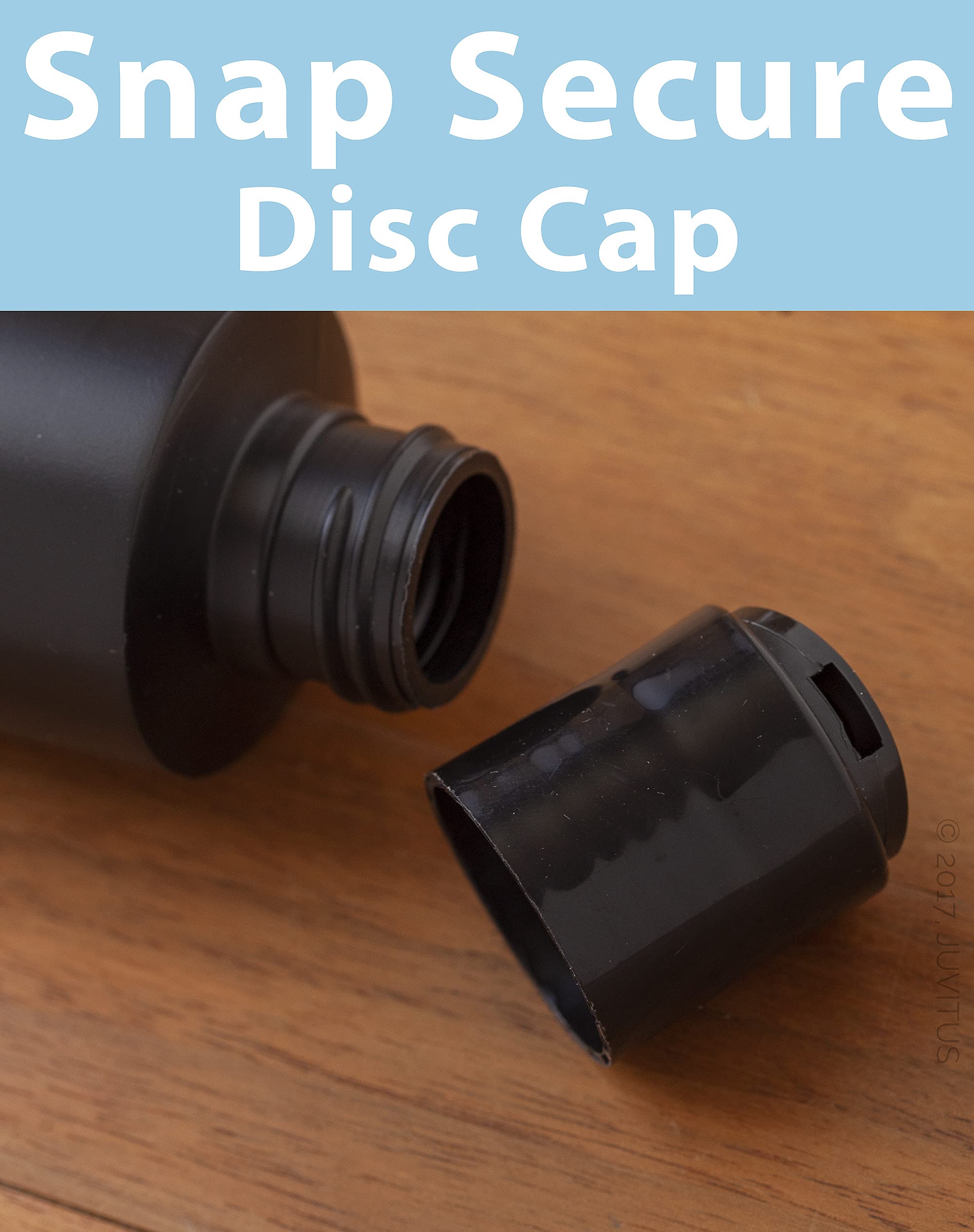 JUVITUS 8 oz Black Squeeze Cylinder Plastic (BPA Free) Bottle with Black Disc Cap (12 Pack)