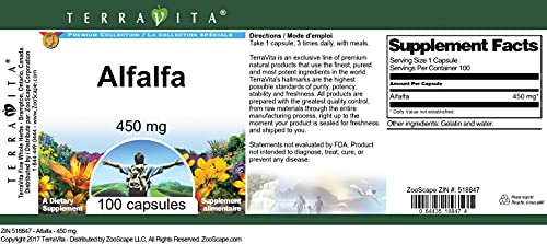 TerraVita Alfalfa - 450 mg (100 Capsules, ZIN: 518847)