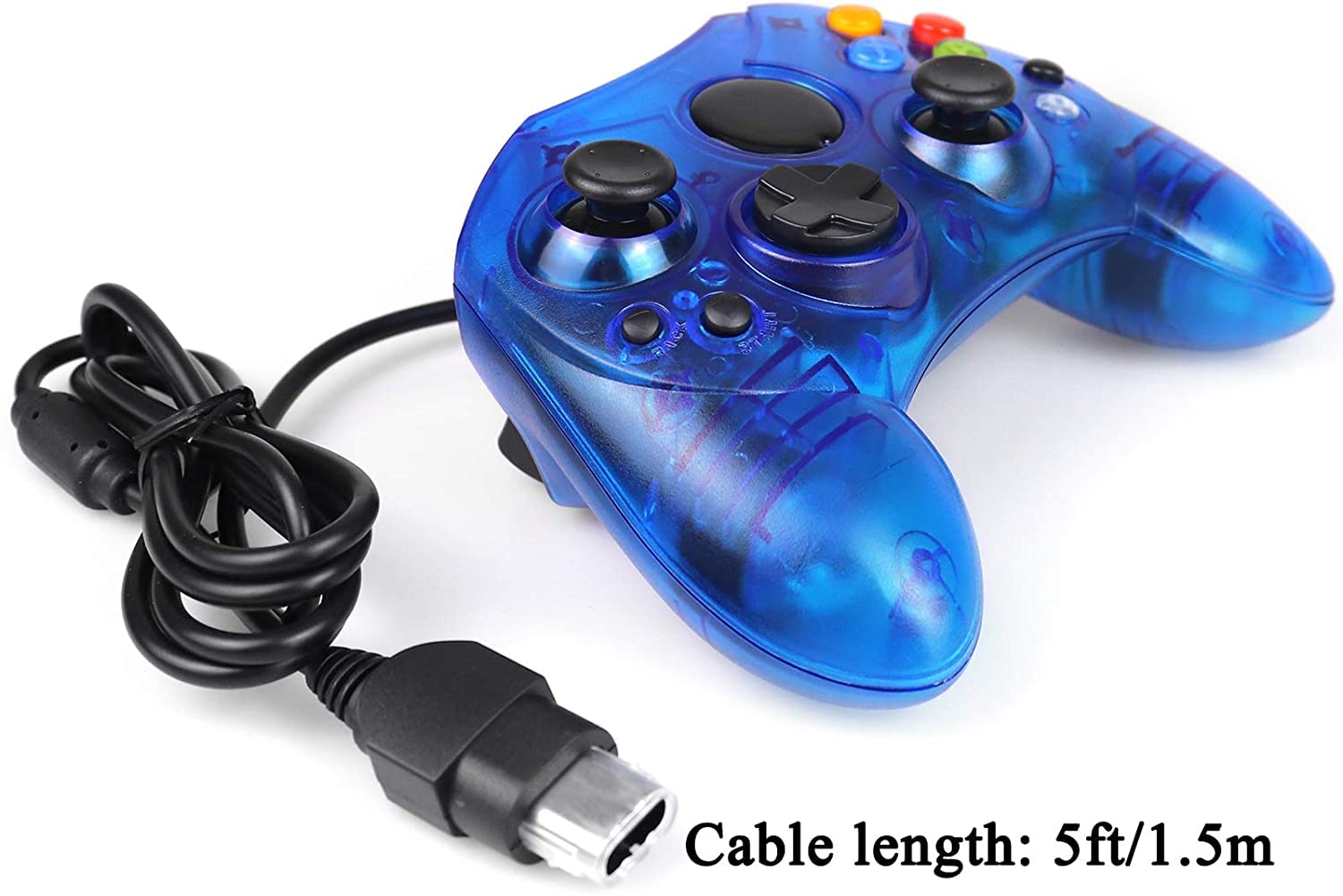 Xbox Classic Controller S-Type Wired Gamepad for Xbox S Type Console (Black and ClearBlue)