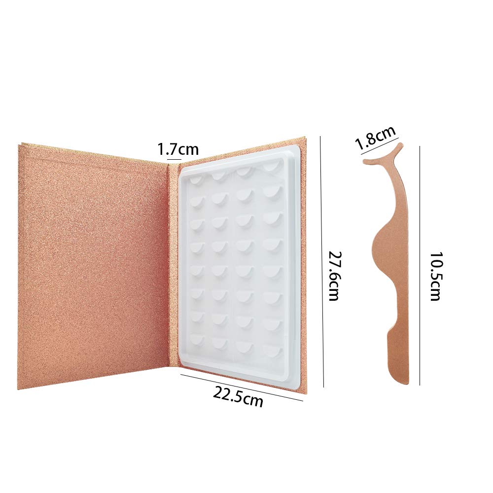 DKAF 16 Pairs Eyelash Storage Book with Tweezers, Makeup Display Sample Container Fake eyelashes Catalog, Glitter Cover Eyelash Storage container-Purple