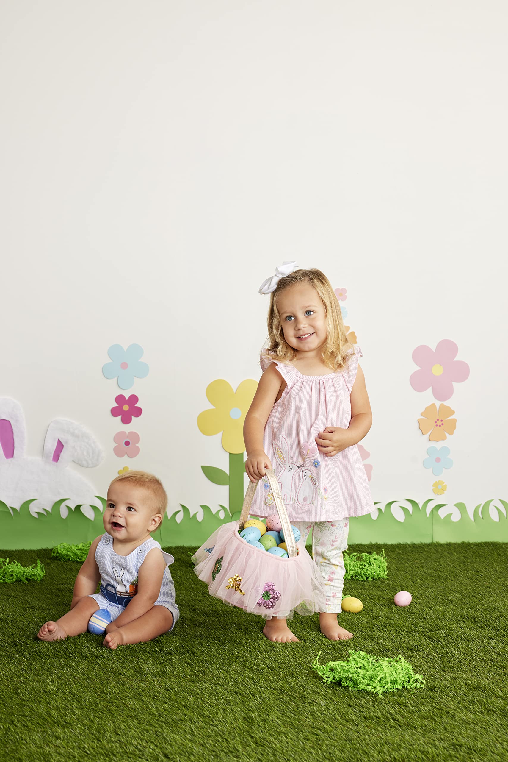 Mud Pie Girls Bunny Gingham Dress, Pink, 12-18 Months