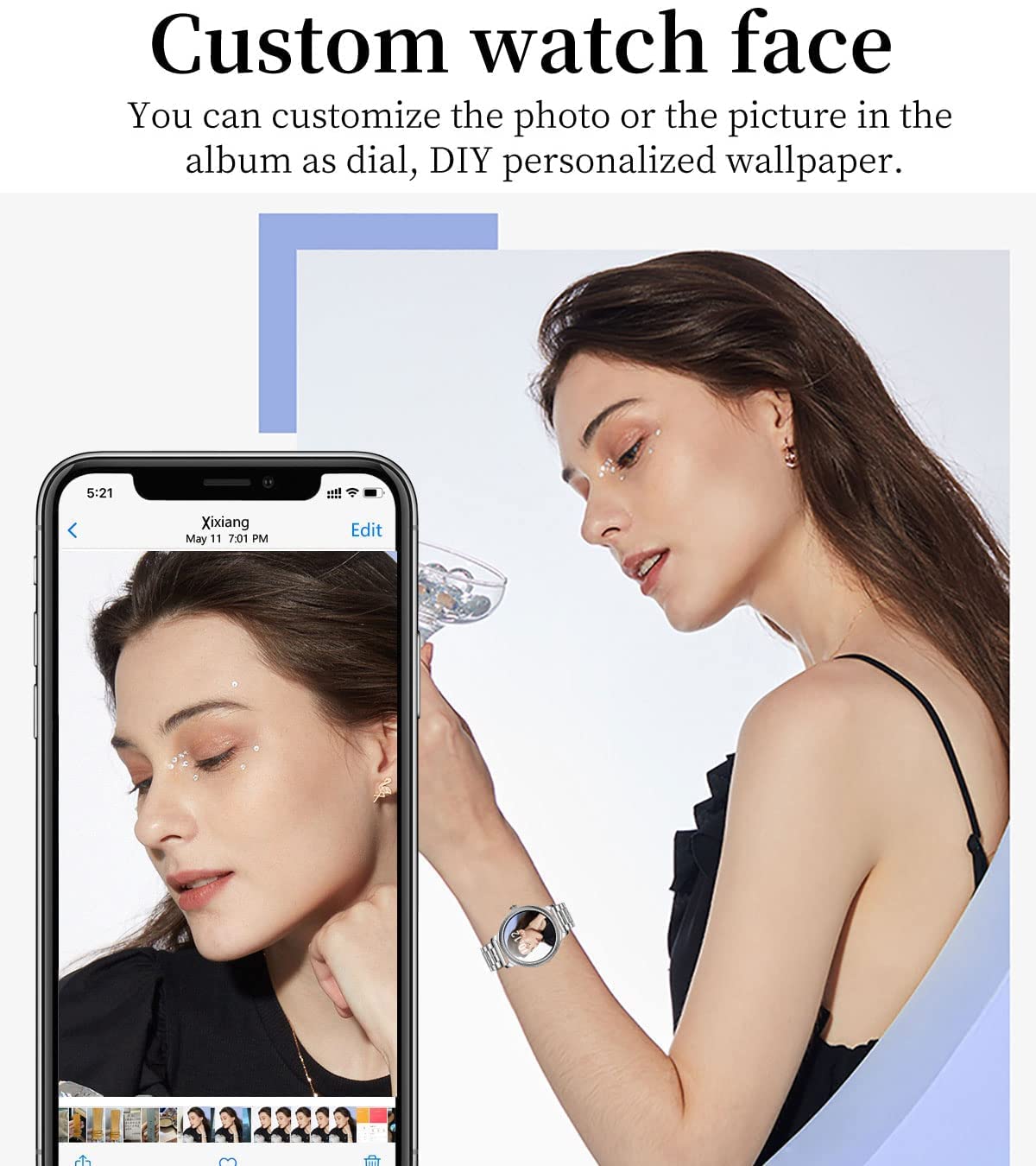 Yihou Smart Watches for Women Fitness Tracker Heart Rate Full Touch Screen Watch Pedometer Step Counter Smart Bracelet Text Call Reminder Waterproof Smart Watch for Android Phones Compatible iPhone