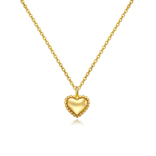 Tewiky Dainty Gold Necklace, Cute Necklaces for Teen Girls 14k Gold Plated Cute Heart Choker Necklaces Trendy Y2K Jewelry Delicate Gold Necklace for Women Girls
