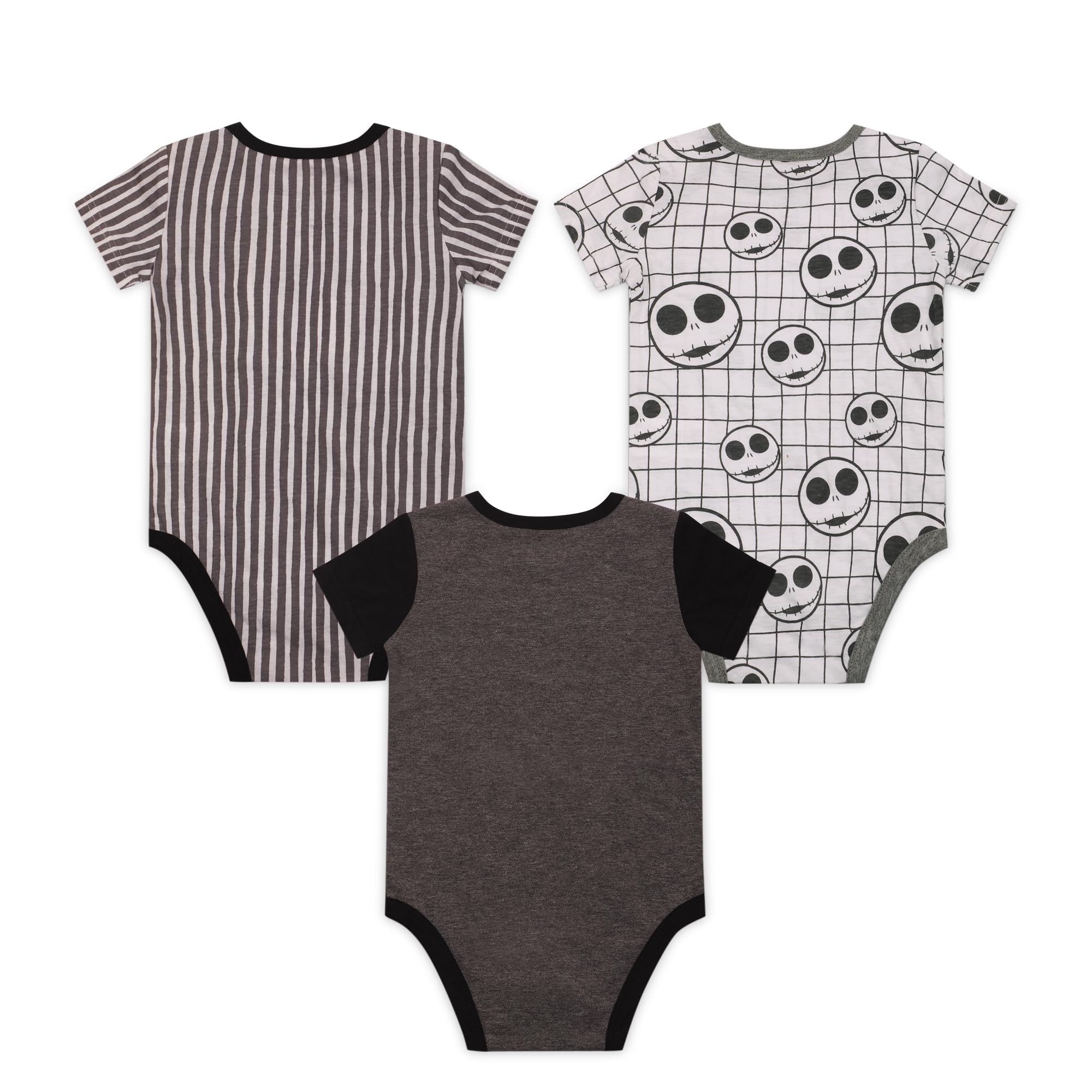 Disney Nightmare Before Christmas Boys’ Jack Skellington 3 Pack Bodysuits for Infant – Grey