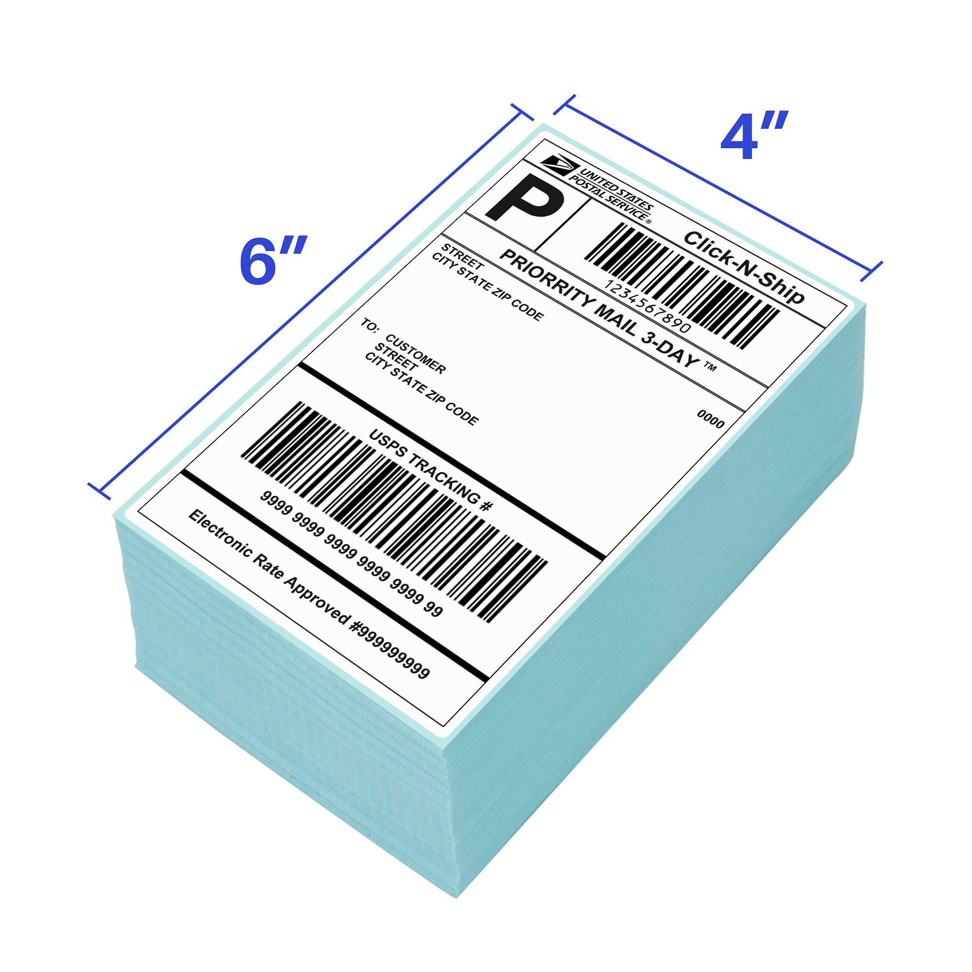 ESSENTIAL 8000 Fanfold 4" X 6" Direct Thermal Labels, Self-Adhesive Shipping Labels - Compatible Rollo & Zebra Printer (4 Stack -8000 Labels)