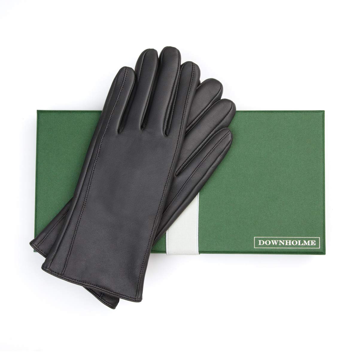 Downholme Touchscreen Leather Cashmere Lined Gloves for Women (Black, M)