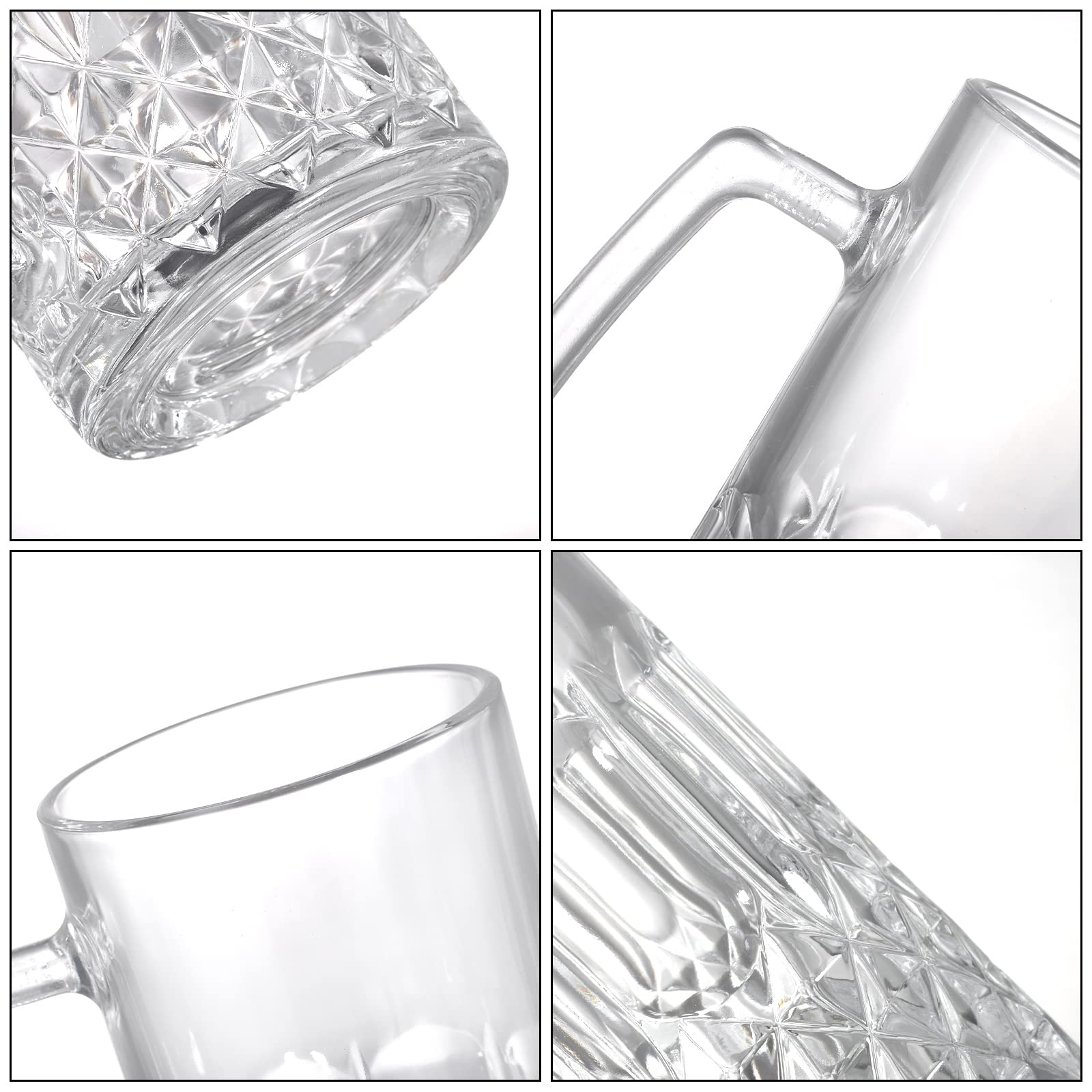 Frcctre 6 Pack 16 Oz Glass Beer Mug, Large Beer Glasses Steins with Handle and Stainless Steel Straws, Crystal Lead-Free Drinking Glasses Water Cups for Beer, Juice, Beverage, Bar