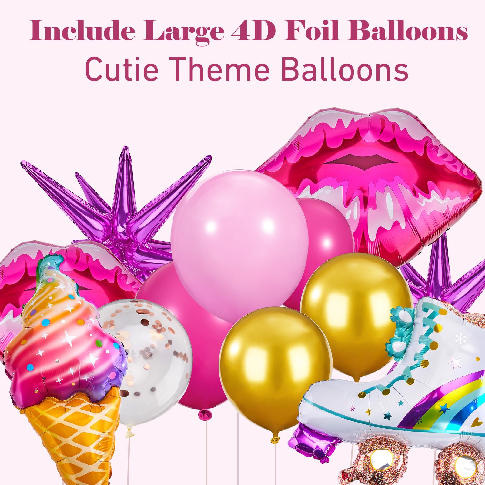 Formulen Pink Balloon Garland Arch Kit, Hot Pink Rose Gold Metallic Balloons Theme Party Girl Birthday Bridal Baby Shower Mother's Day Princess Theme Party Background Decorations Supplies