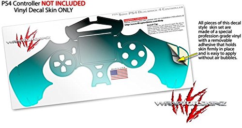 WraptorSkinz Skin Compatible with Sony PS4 Dualshock Controller PlayStation 4 Original Slim and Pro Smooth Fades Neon Teal Black (Controller NOT Included)