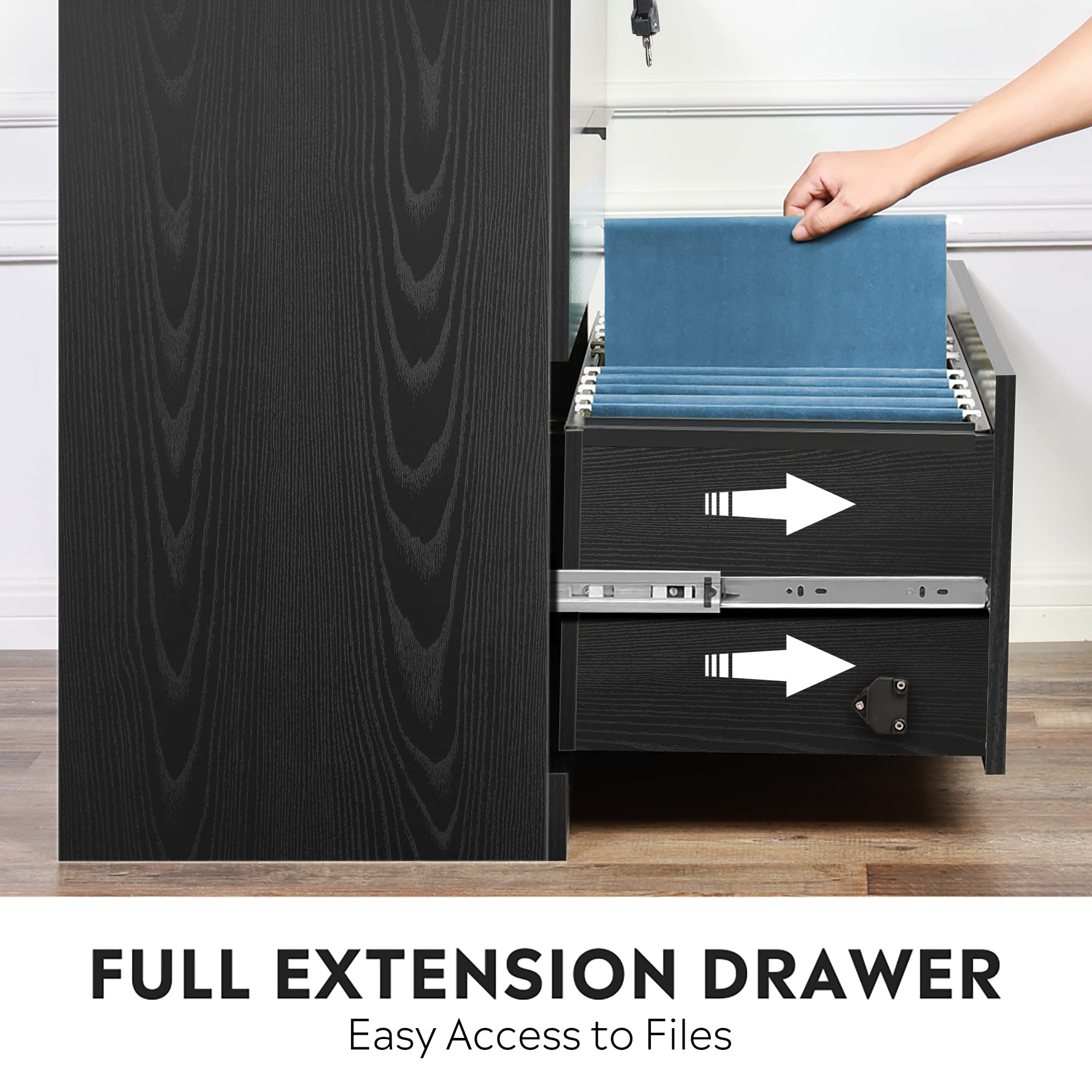 DEVAISE 2 Drawer Wood Lateral File Cabinet with Anti-tilt Mechanism, Storage Filing Cabinet for Home Office, Walnut