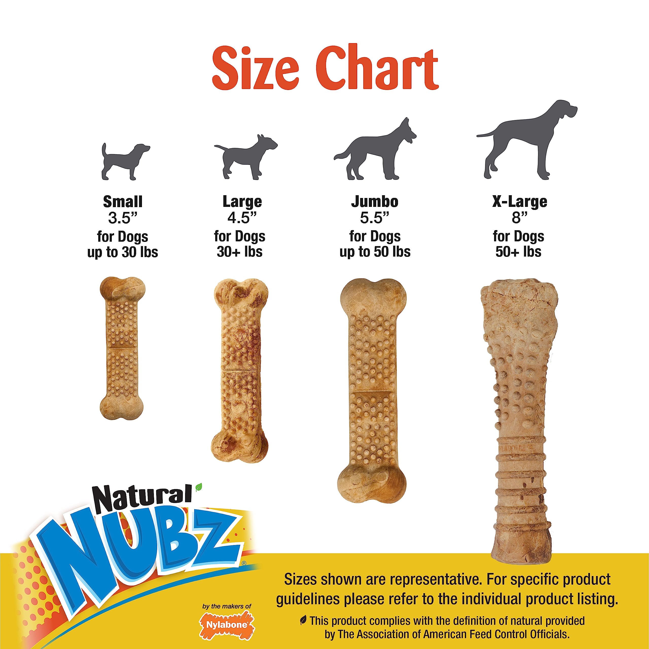 Nylabone Nubz Wild Natural Edible Chew Treats for Dogs, Made in USA, Bison Flavor, Large - Up to 50 lbs. (2 Count)
