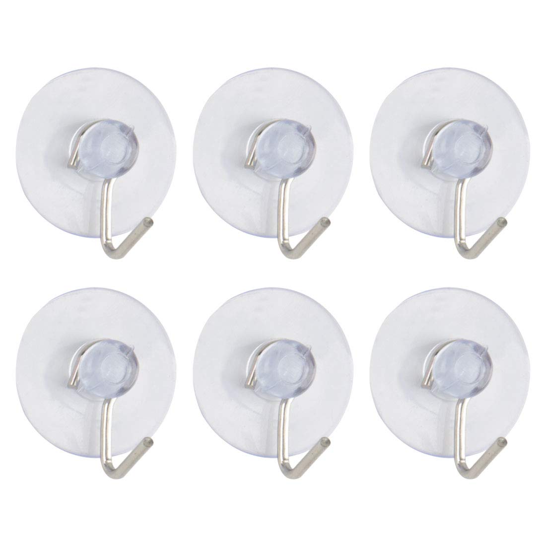 uxcell 6pcs Suction Cup Hooks 1 Inch Diameter Wall Hooks Hangers Removable Kitchen Bathroom Wall Vacuum Holder for Smooth Tile Glass