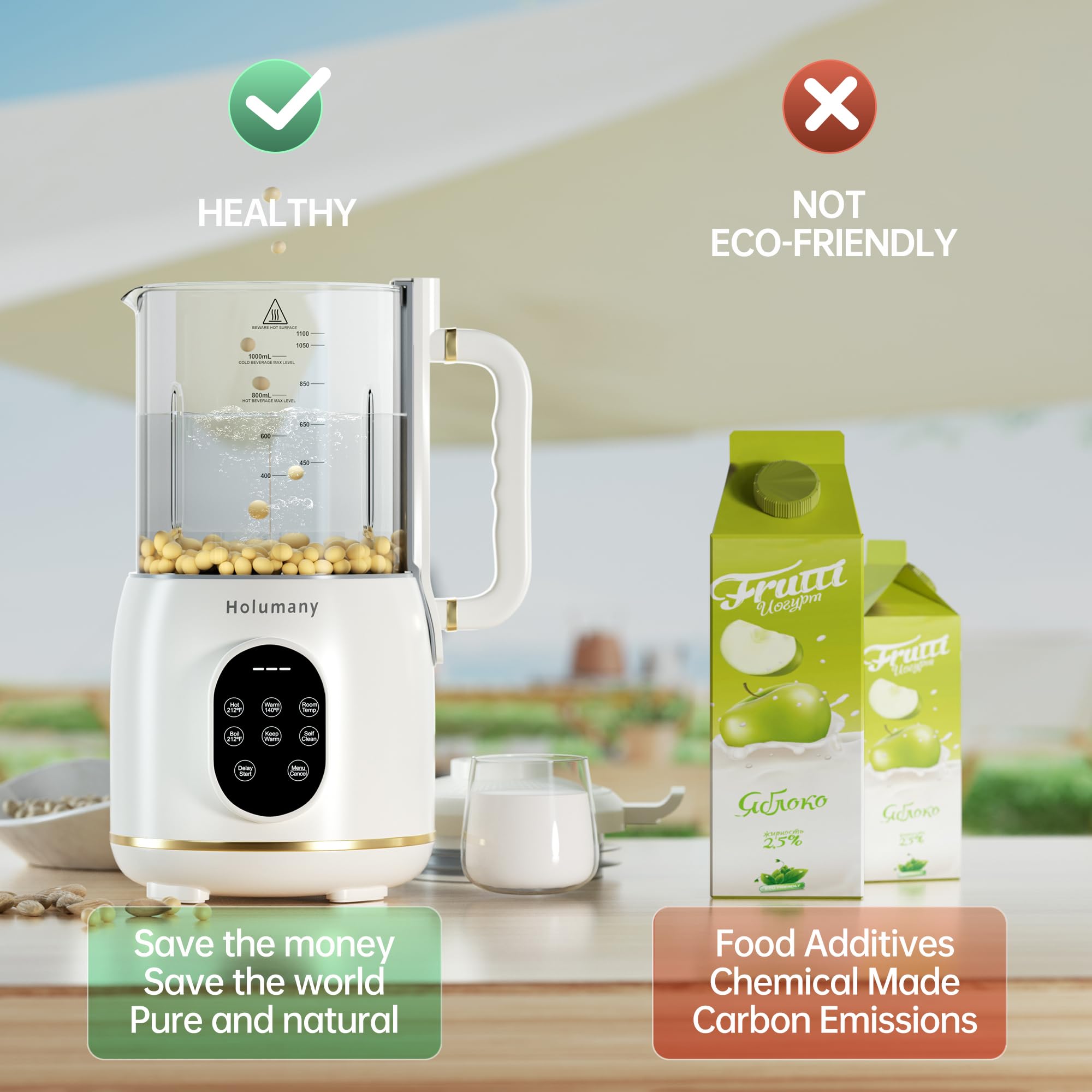 Nut Milk Maker, 35oz Automatic Soy Milk Maker for Homemade Almond, Oat, Soy Milk, Plant-Based Milk and Non-Dairy Beverages, Milk Maker Machine with Delay Start/Keep Warm/Self Clean