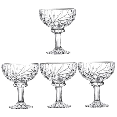 Luxshiny 4pcs Dessert High Salad Transparent Serving Snack Tumbler Clear Bowls Yogurt Trifle Beach Muffins Cups Beverage Tasting Delicate Smoothie Container Base Custard Fruit with Bar