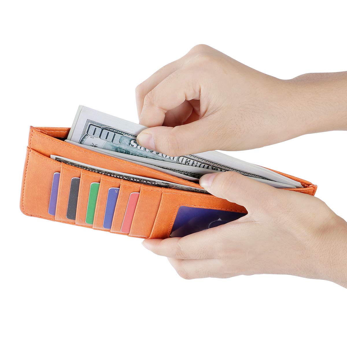 XEYOU Women's Credit Card Wallet Slim Long Zipper Pocket Purse for Coin, Receipt Multi-function Card Wallet for Ladies