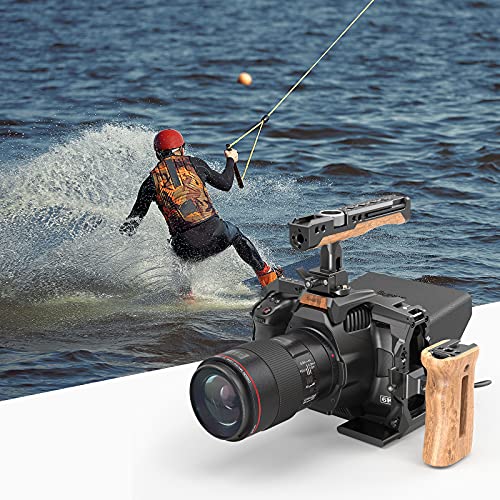SMALLRIG Camera Cage Accessory Kit for BMPCC 6K Pro / 6K G2, with Top Handle Wooden Side Handle Cable Clamp for HDMI SSD Clamp Sunhood NATO Rail Screen Protector for BMPCC 6K Pro / 6K G2-3299