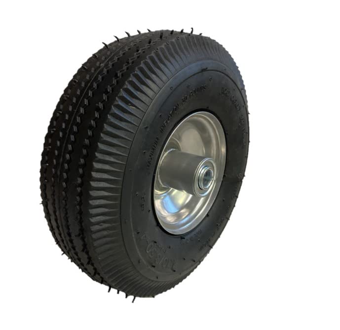 Harper Trucks 10" Pneumatic, 5/8" B.B, 2 1/4" Offset Hub, Replacement Wheel for Hand Truck or Dolly, 4.10/3.50-4 Silver/Black Chrome (4.5 x 3. inches /1 x 0 inches, 2 inches