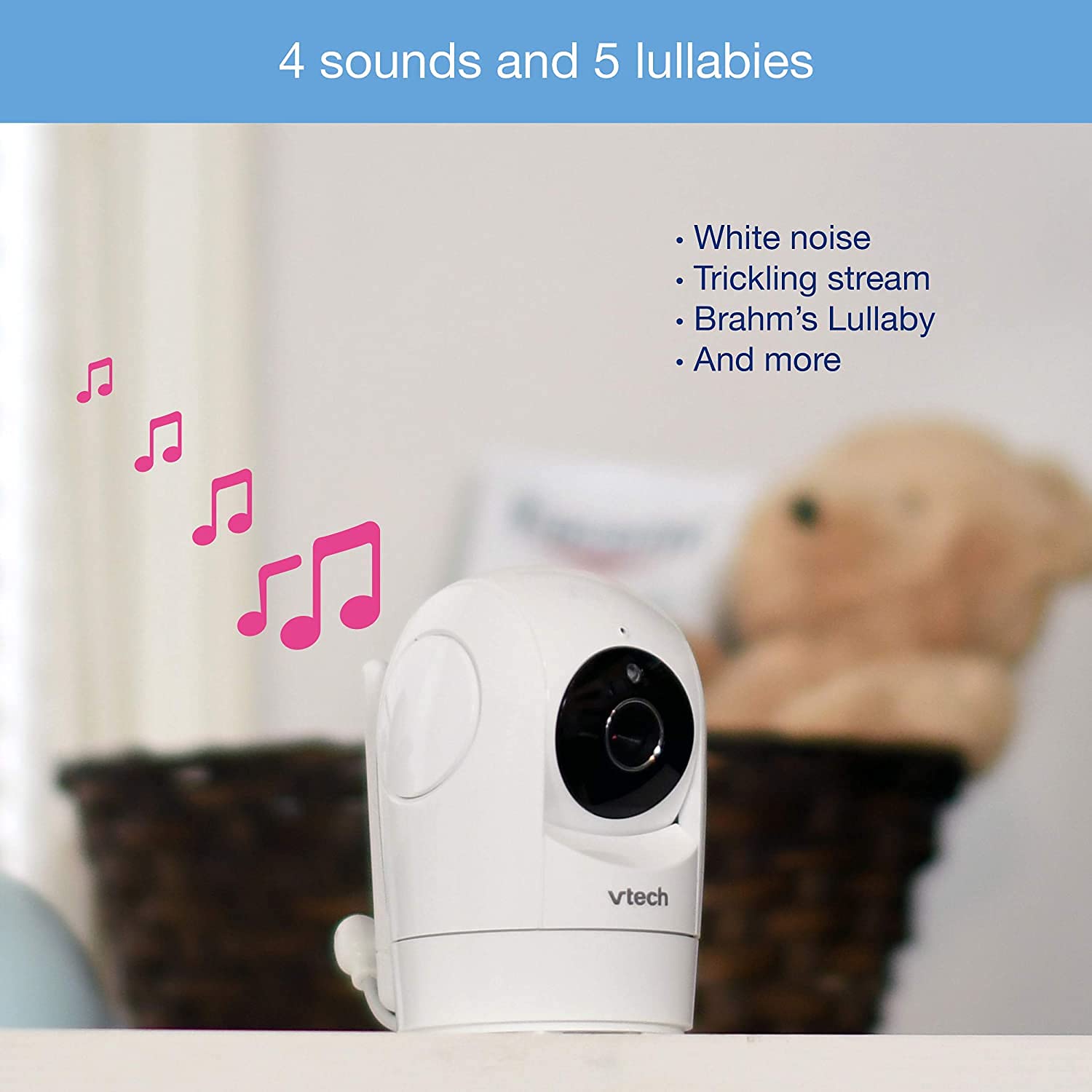 VTech VM5262 5" Digital Video Baby Monitor with Pan & Tilt Camera and Full-Color White (Renewed)
