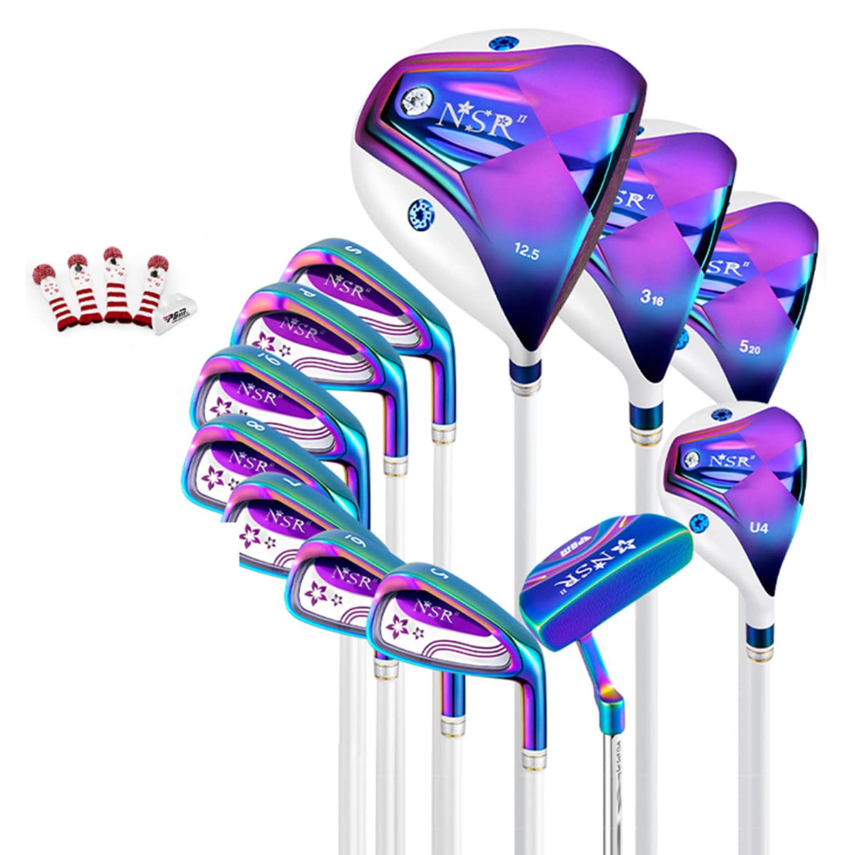 Golf Clubs Complete Set for Men 12 Piece Includes Titanium Golf Driver, 3 & #5 Fairway Woods, 4 Hybrid, 5-SW Irons, Putter and 4 Golf Club Head Cover