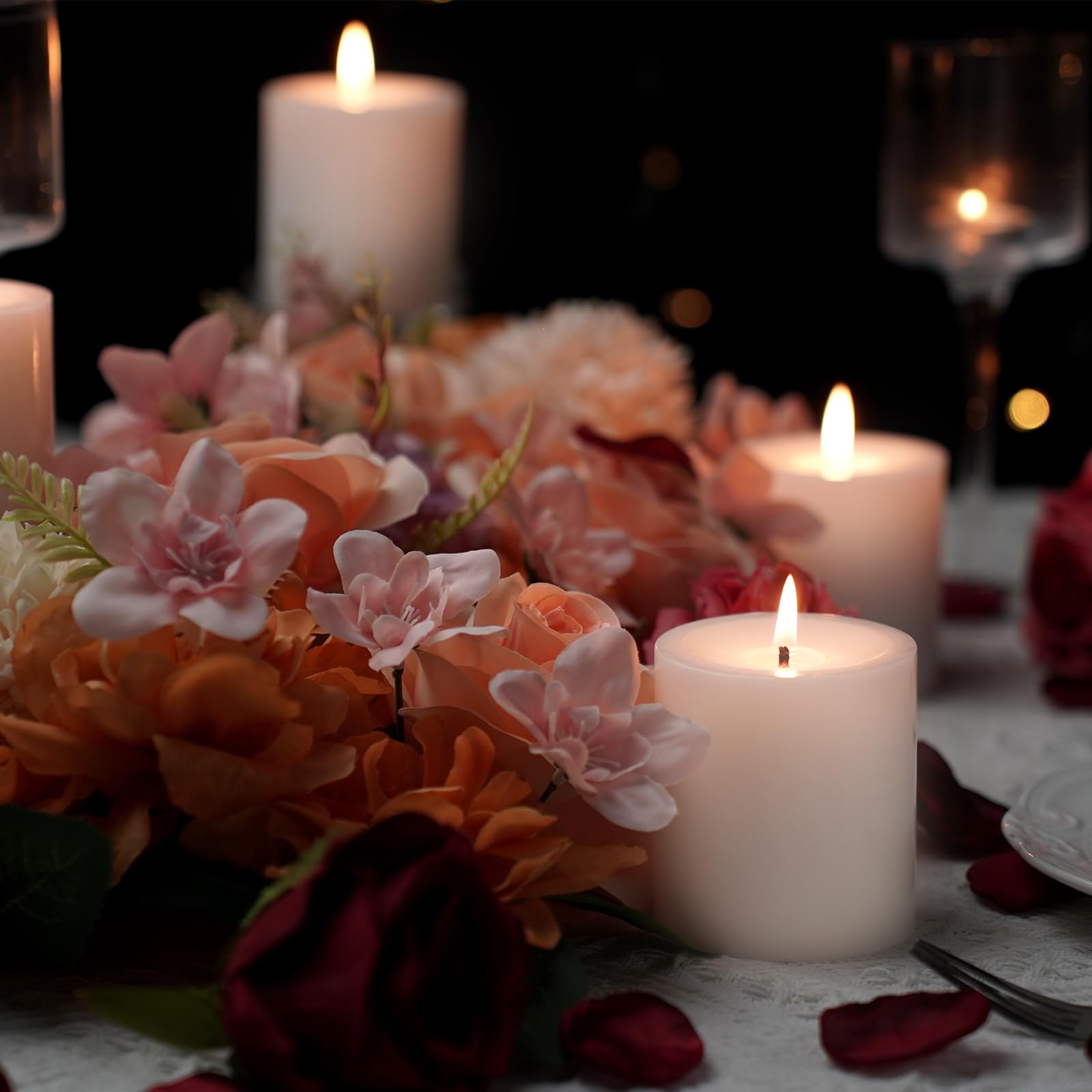 Pillar Candles - 6 Count, 2.8x3 inch | 30 Hours Burning,Ivory Unscented Pillar Candles - Dripless Candles Pillar Perfect for Wedding, Parties, Spas, Home Gatherings and Dinner