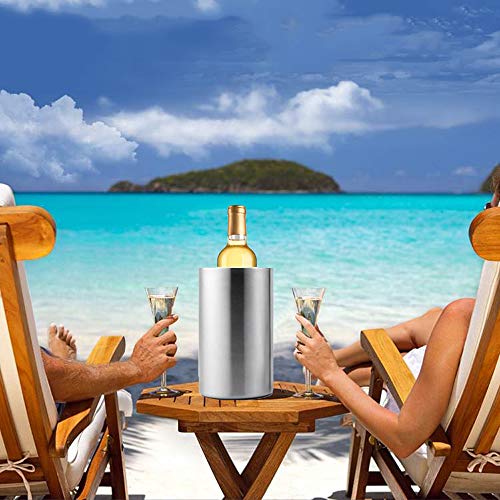 Jolitac 4 Pack Wine Chiller Bucket, Stainless Steel Double Wall Wine Cooler Bucket, Keeps Cold for Hours Wine Bottle Cooler Chiller Insulated Champagne Beer Ice Bucket (4 PCS)