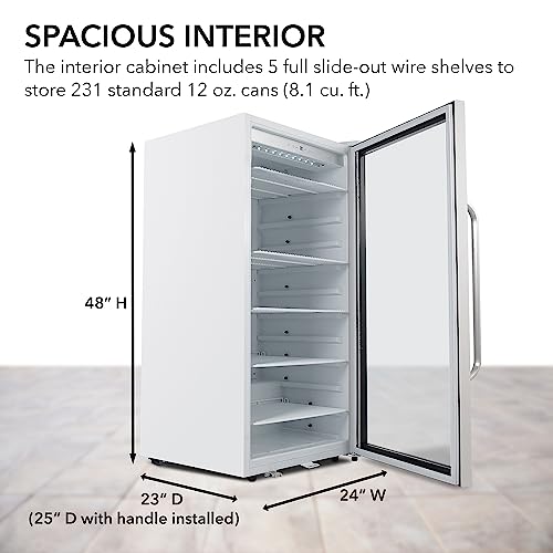 Whynter CBM-815WS Freestanding 8.1 cu. ft. Stainless Steel Merchandiser Superlit Door and Lock β White Commercial Beverage Refrigerator, Silver