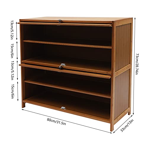 TBVECHI Shoe Cabinet with Plastic Doors, 5 Tier Bamboo Free Standing Shoe Shelf Storage Organizer for Home Entryway, Wood for Entryway, Shoe Cabinet with Doors