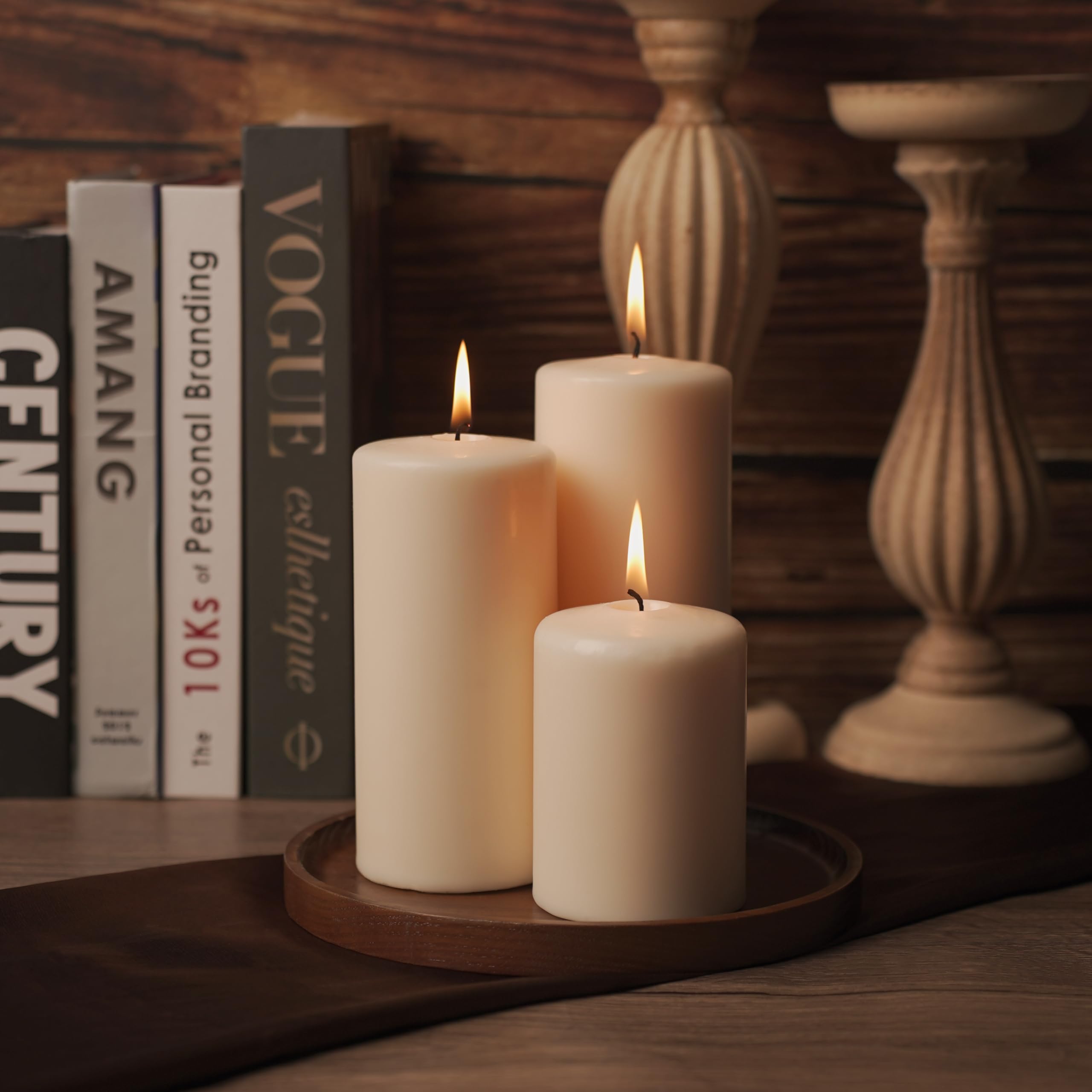 Pillar Candles,6 Count Unscented Pillar Candle,70 Hours Smokeless Pillars Candles Bulk,2.8"x6" Hand-Poured Candles Pillar for Emergency Home Decor Prayer Christmas Party,Ivory