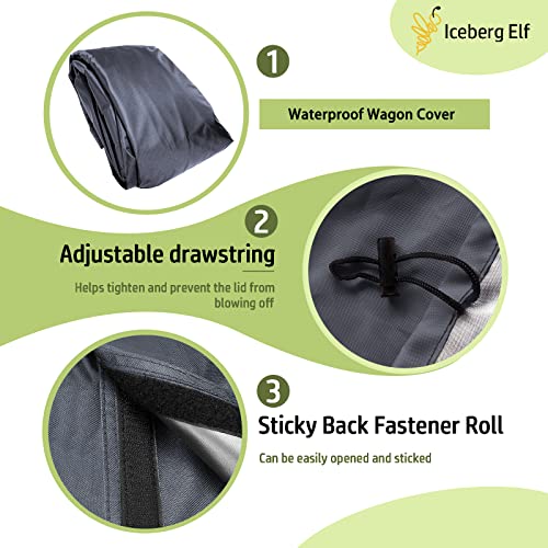 Iceberg Elf Waterproof Wagon Cover, Folding Wagon rain Covers 38" L x 22" W x 20" H, 600D Heavy-Duty Fabric, (Cover only, Accessories not Included) Grey