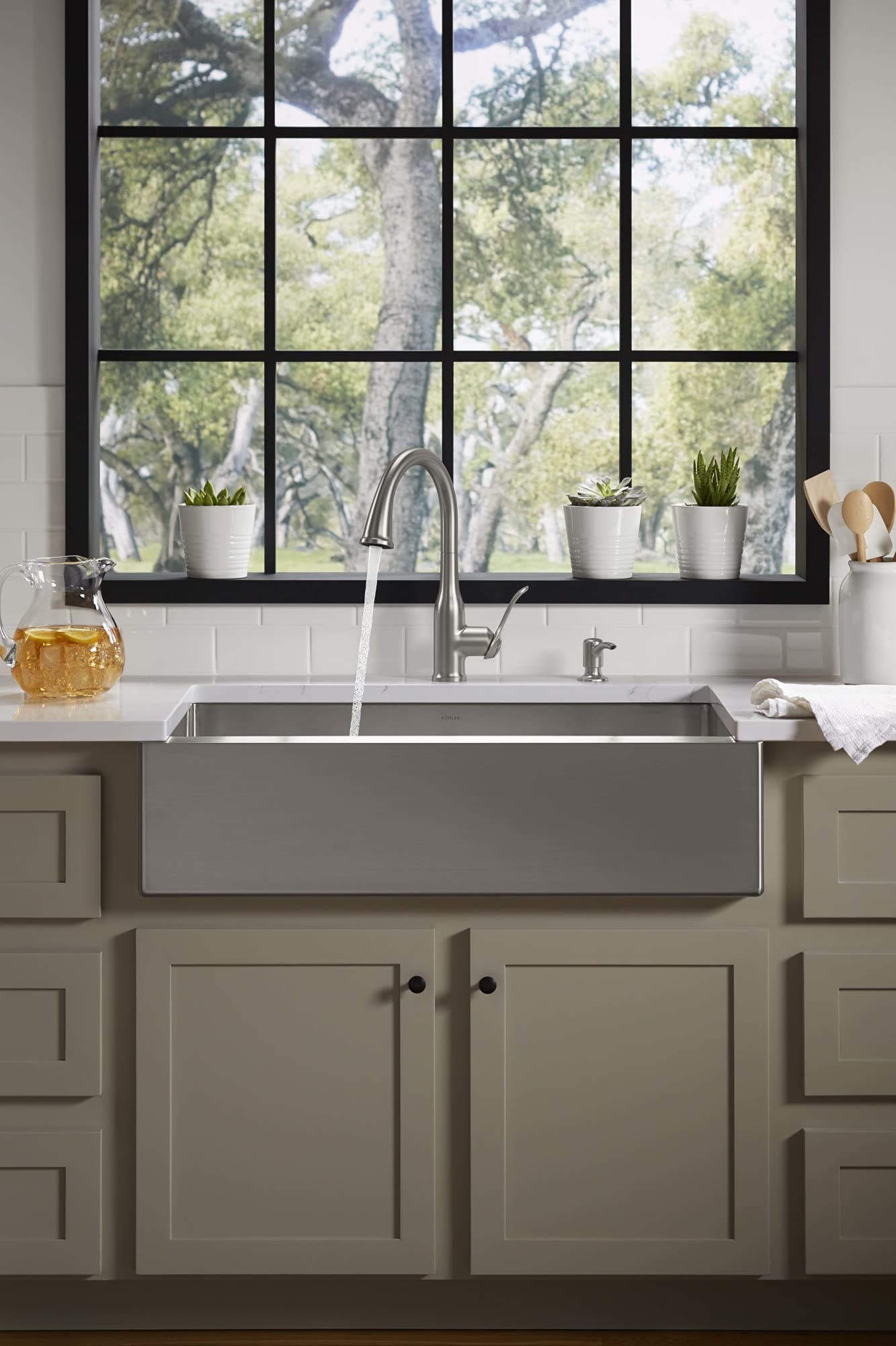 Kohler R23863-SD-VS Motif Kitchen Faucet with Pull Down Sprayer and Soap Dispenser, Vibrant Stainless