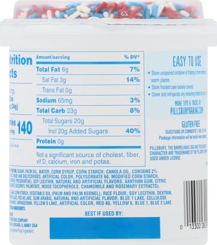 Pillsbury Funfetti 4th of July Bundle, 1 of each: Stars & Stripes Cake Mix and Vanilla Frosting with Candy Bits with By The Cup Frosting Spreader