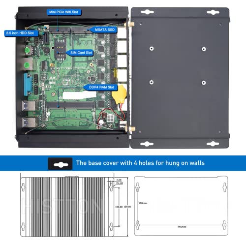 HISTTON Fanless PC, Firewall Appliance, Core i5-8265U DDR4 16GB RAM 512GB SSD 1TB HDD, 6 x 2.5GbE Ethernet for Network Gateway Router, Support AES-NI, OPNsense, Ubuntu, ClearOS, RJ45/DB9COM, WiFi