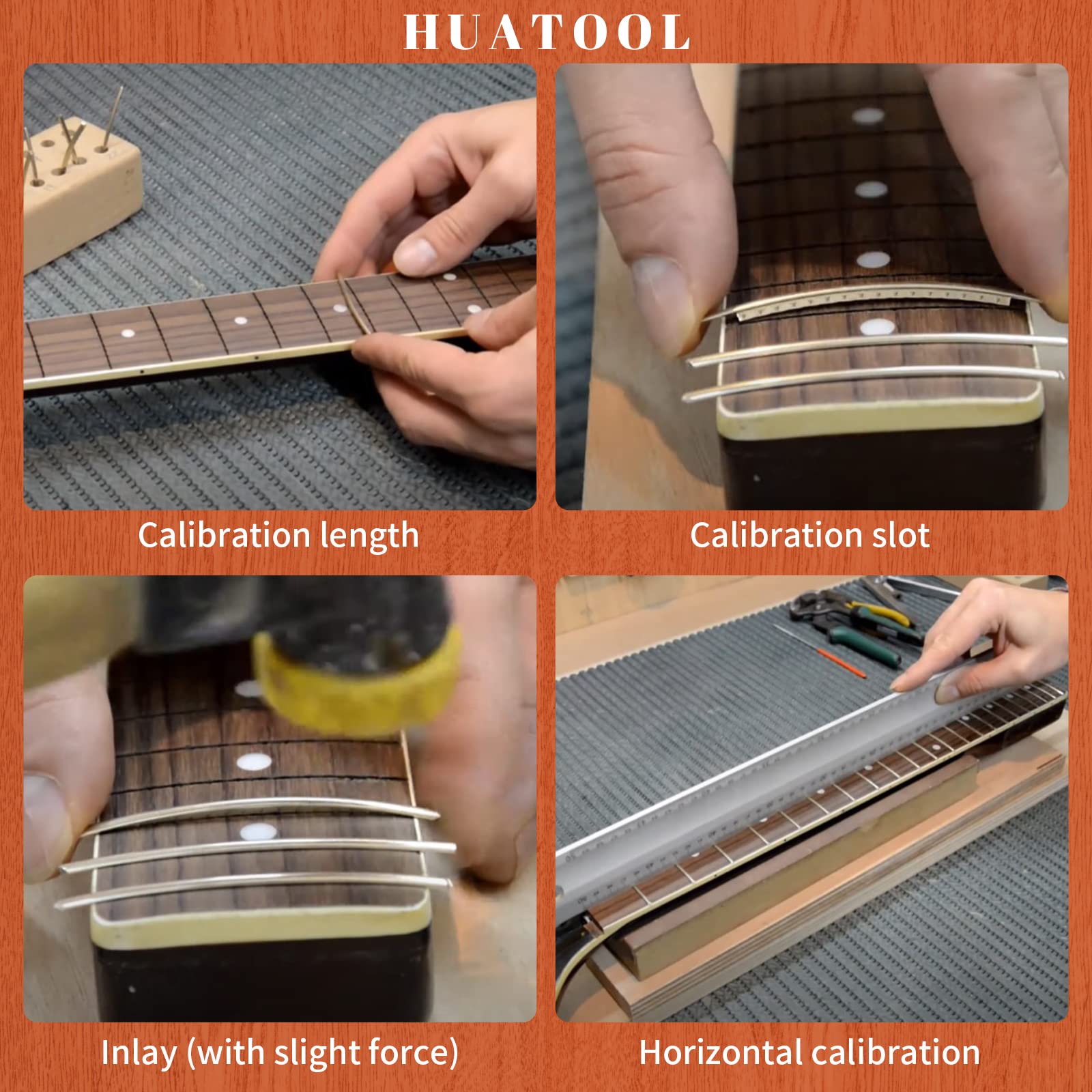 HUATOOL Guitar Fret Wires Nickel Silver 2.0MM Corner Cutting Fret Wire Set Guitar Fingerboard Guitar Parts Accessory Replacement, for Acoustic Guitar, 21pcs
