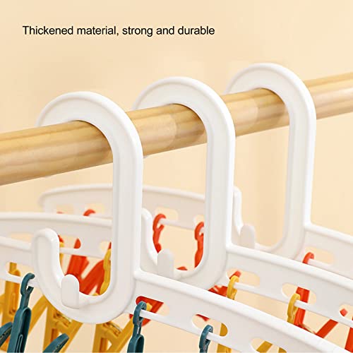 LiebeWH Plastic Sock Clips Drying Rack Portable Clothes Drying Hanger Windproof Straight Rod for Camping and Holiday (White and Green)