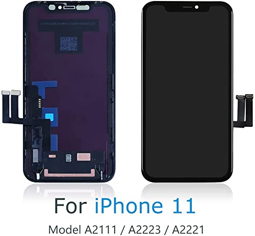 Yodoit for iPhone 11 Screen Replacement Kit COF Full HD LCD Display 3D Touch Digitizer Frame Full Assembly with Repair Tool for Model A2111, A2223, A2221 Black 6.1inch