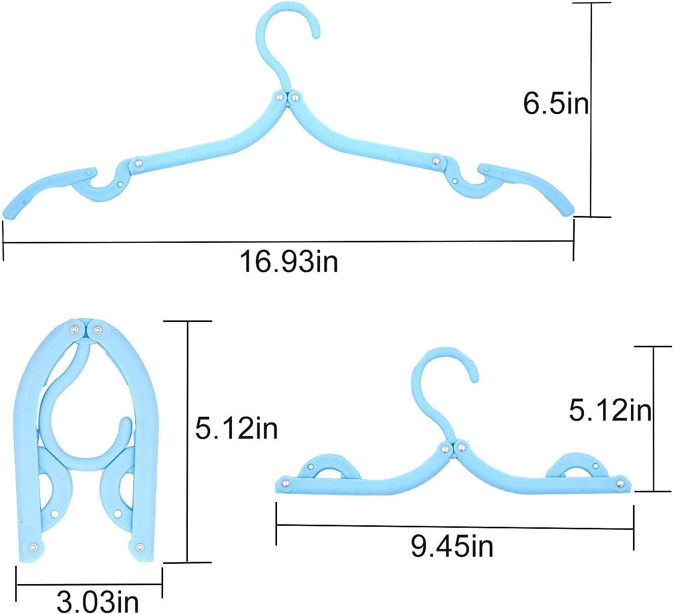 RZJZGZ 12Pcs Travel Hangers Folding Hangers Portable Clothes Hangers Foldable, Non-Slip, Lightweight for Home and Travel