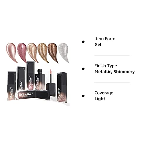 EYESEEK Liquid Eyeshadow Metallic Brown Eye Makeup Set, Brilliant Cream Gel Highlighter Shimmer Glitter Shadow Champagne Blush Brightener Eyeliner, Rose Gold Eyes Liner Make Up Kit Holographic Sets