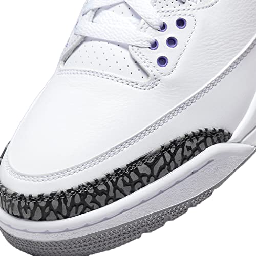 Nike Men's Air Jordan 3 Retro Basketball Shoes, White/Black-dark Iris-cement G, 10.5