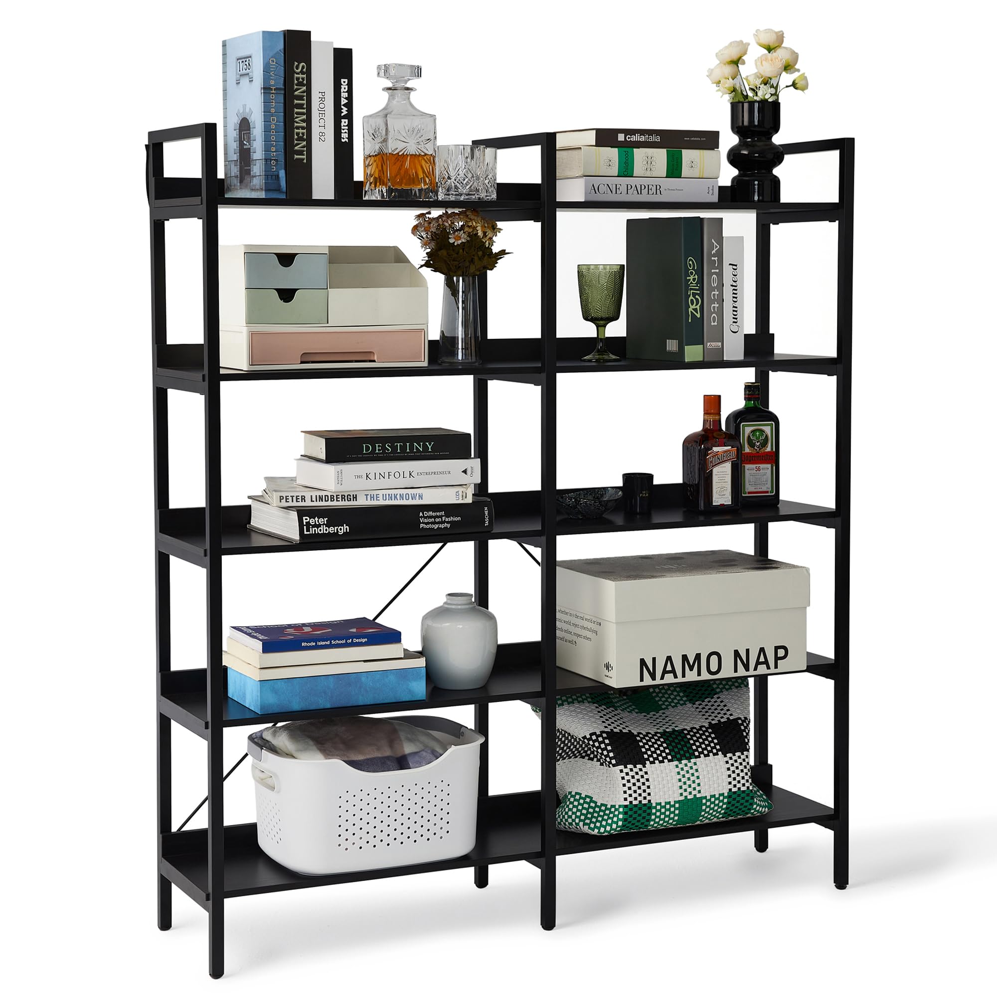 Netstar Book Shelf, 5 Tier Bookcase, 41.24'' Book Case Tall Bookshelf for Books, Display Shelves Shelf Storage Organizer, 5 Open Book Shelves, Corner Storage Shelve for Home Office, Living Room