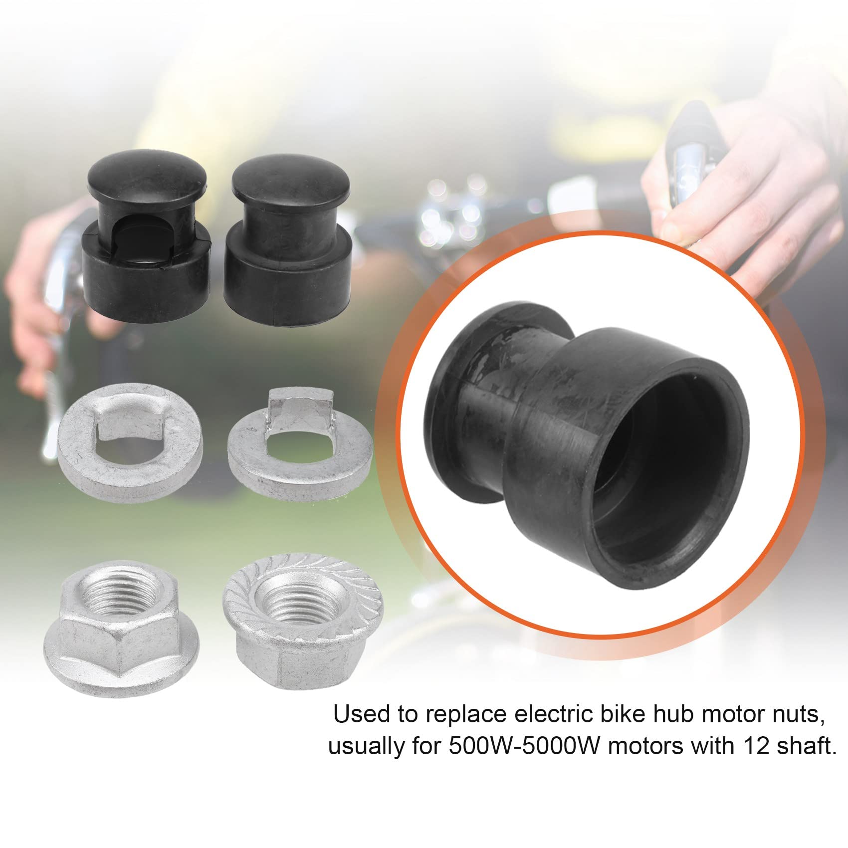 Erpmlyo E-Bike Electric Bicycle Hub Motor Axle M12 Rear Lock Nut/Lock Washer/Spacer/Nut Cover with 12mm Shaft