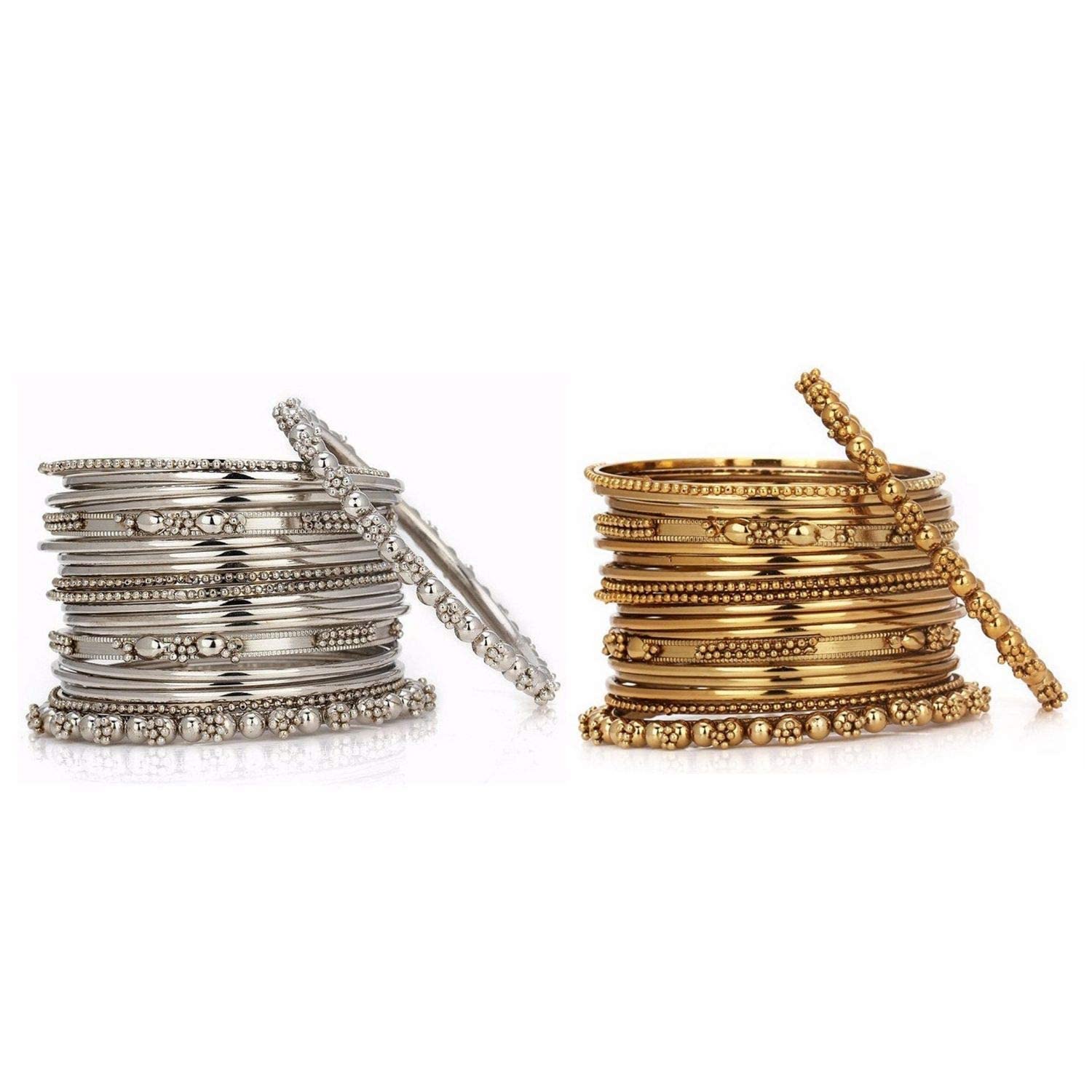 Efulgenz Indian Oxidized Bangle Bracelet Set for Women Antique Bangle Set Plain Metal Bangles Boho Bracelet Set Fashion Statement Jewelry for Women (18 Pcs), 2-8, Metal