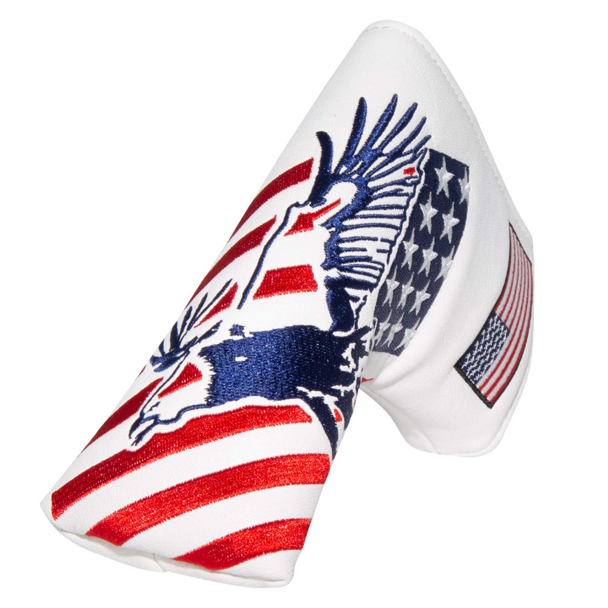 Eagle Eagles Red Blue White Leather Magnetic Blade Putter Cover Headcover Golf Club Protective Golf Accessories for Men,Patriotic